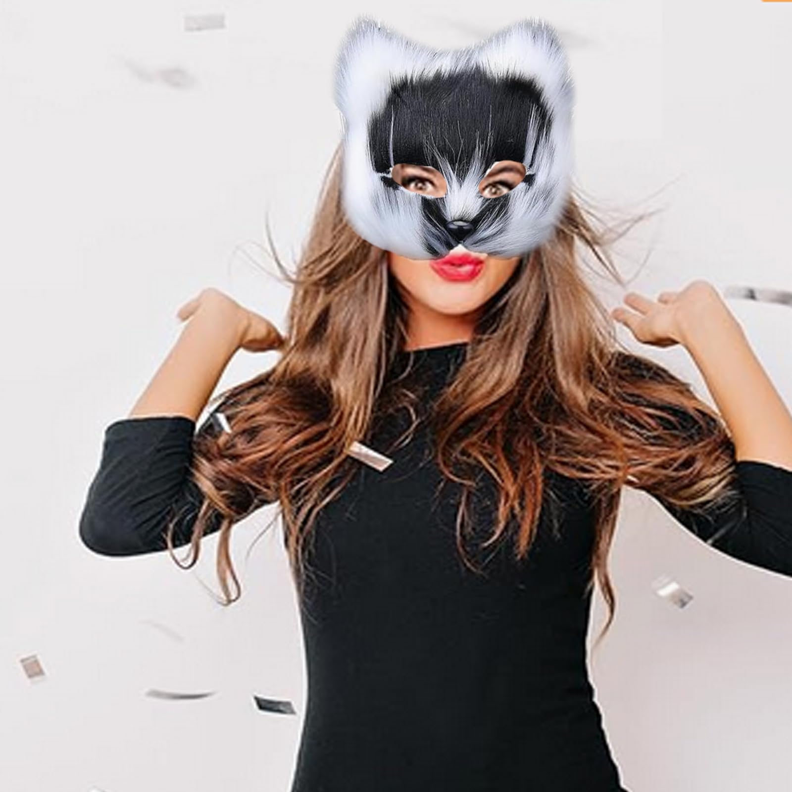 Mua Valpeak Therian Mask and Tail Set for Girls Halloween Cat Mask Tail ...