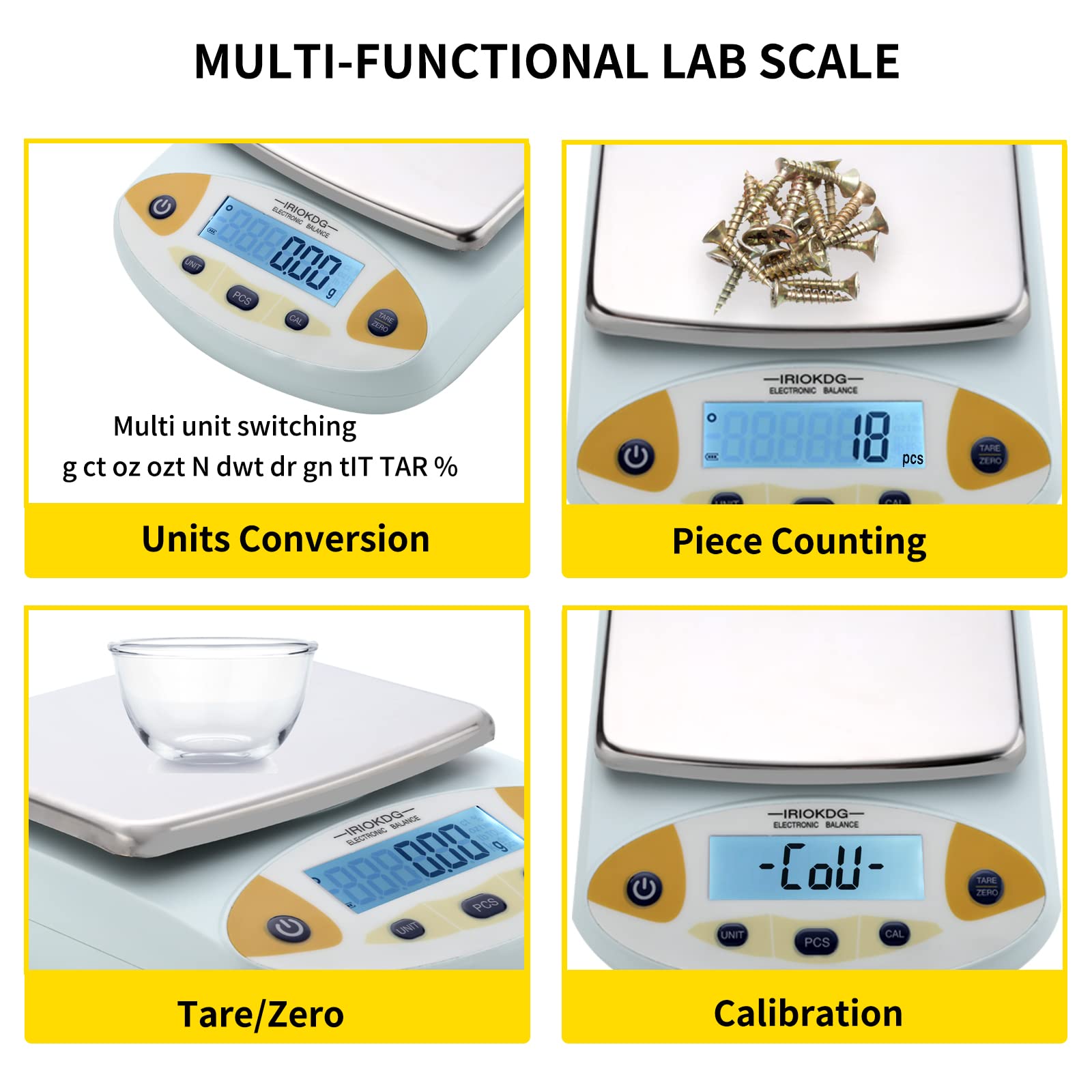 IRIOKDG Lab Scale 0.01g High Precision Digital Gram Scale .01 Gram ...