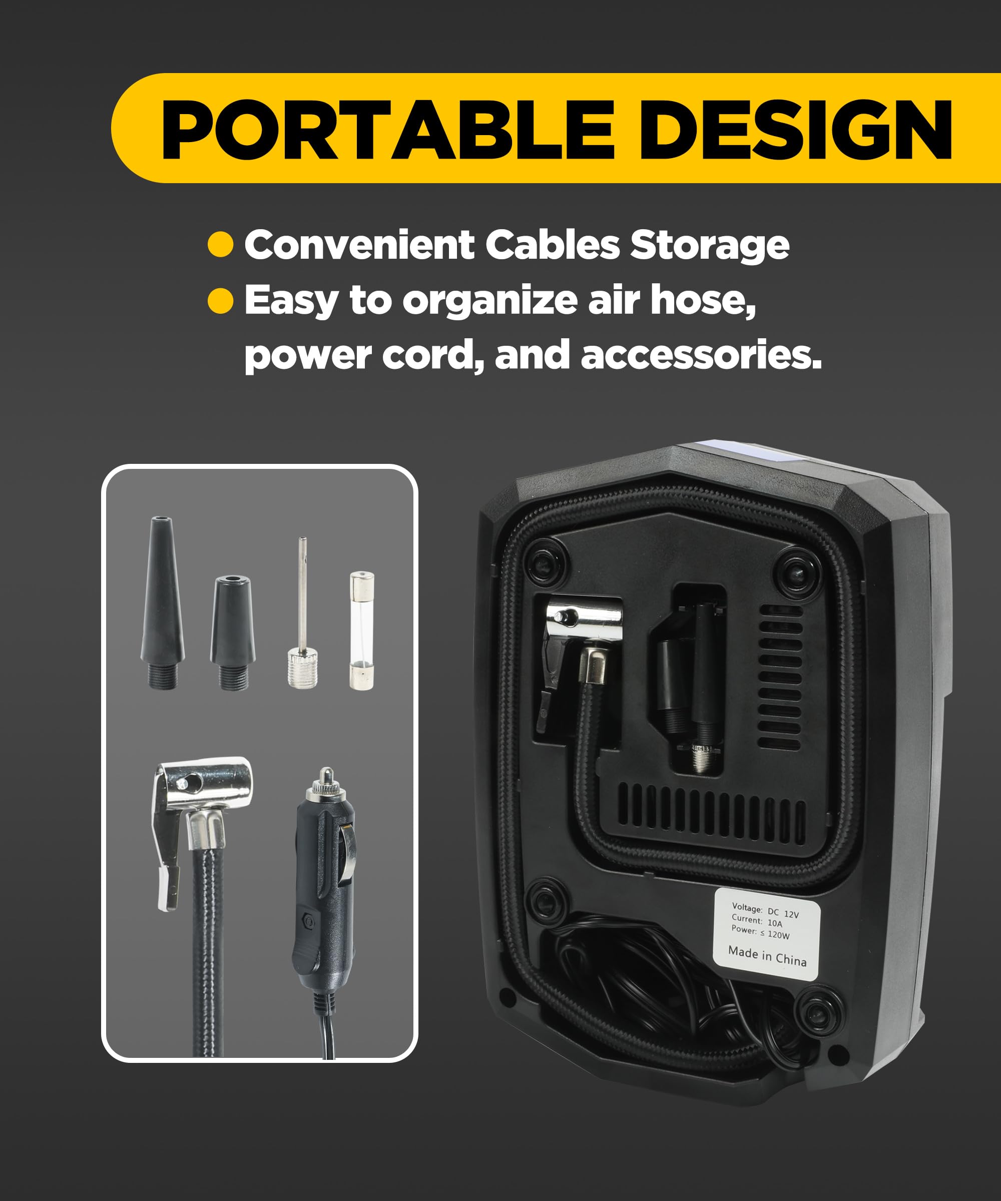 Mua YAKEFLY Tire Inflator Portable Air Compressor,12V DC Car Tire Pump ...