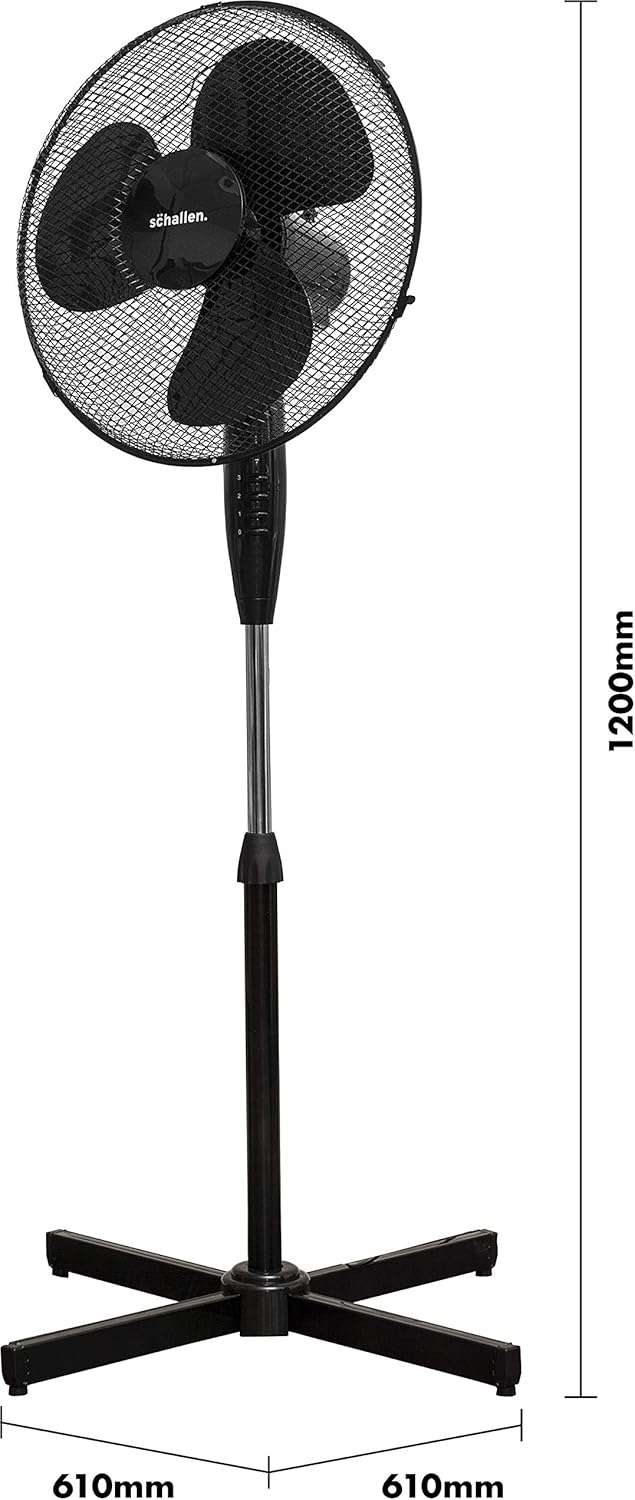 Schallen 16″ Electric Oscillating Floor Standing Tall Pedestal Air ...