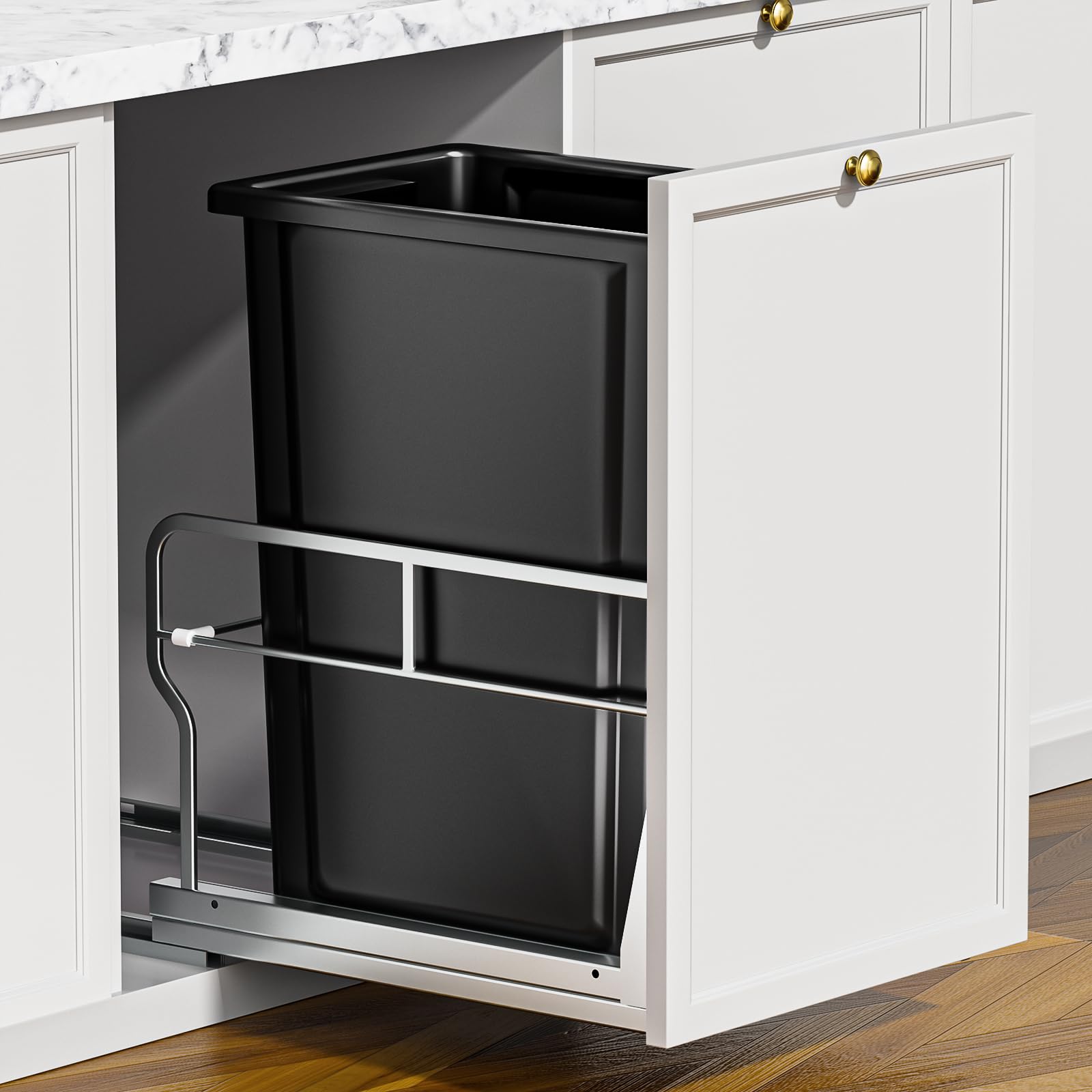 Insputer 8 Gal Pull Out Trash Can Under Cabinet, Heavy Duty Under Sink ...