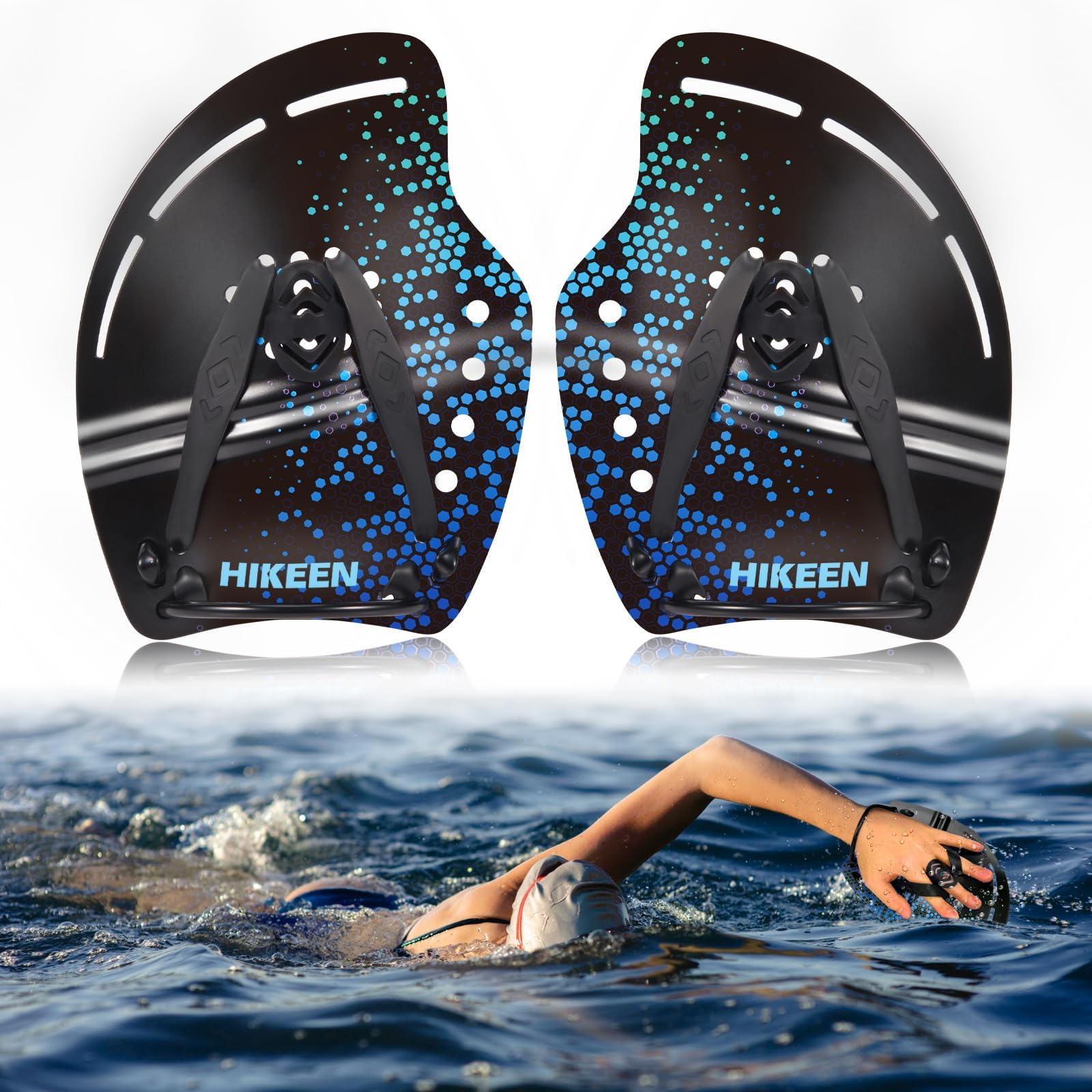 Hikeen Curved Swim Hand Paddles,Upper Body Strength Swim Training Power ...