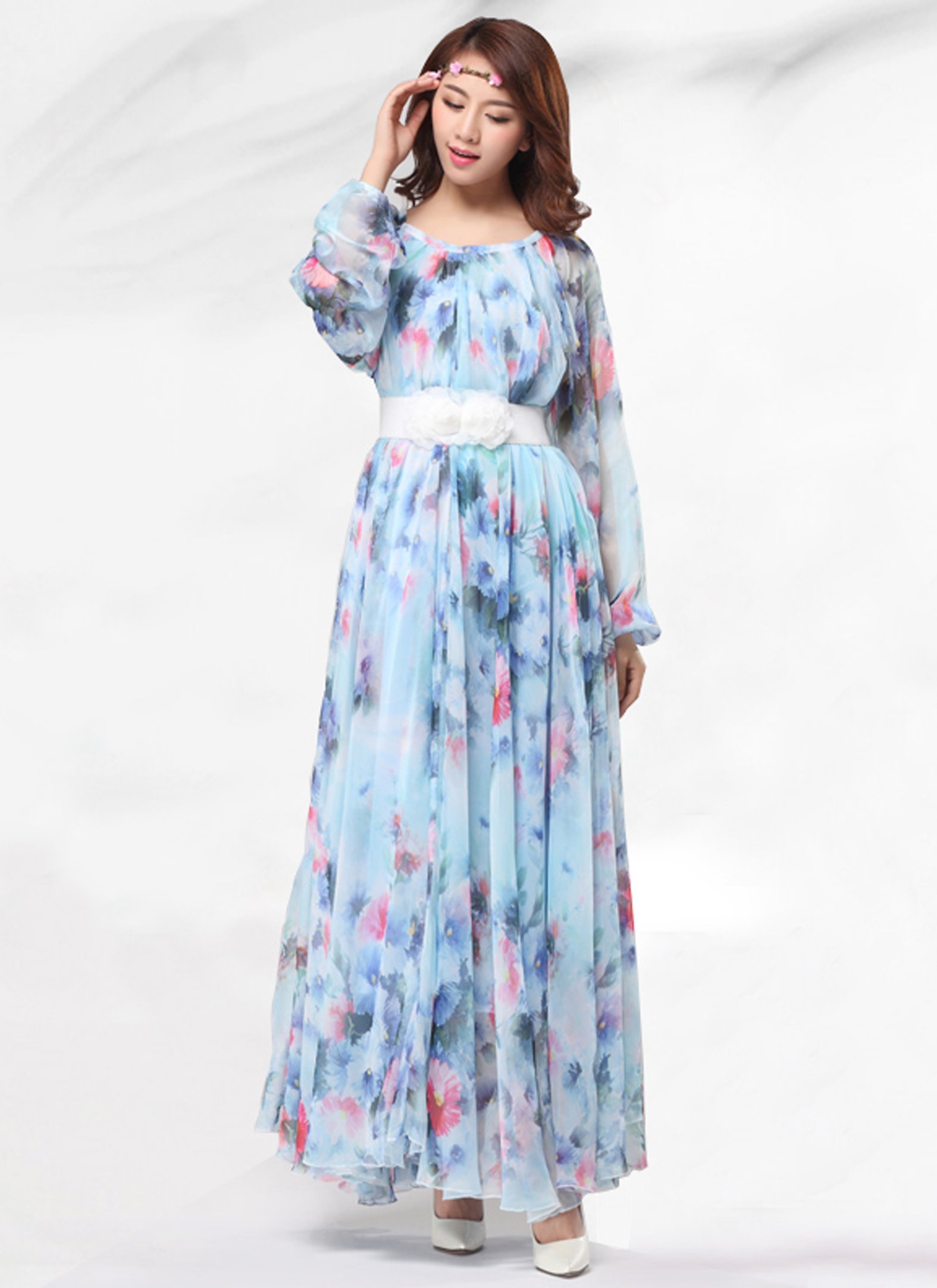 MedeShe Women's Summer Floral Long Beach Maxi Dress Lightweight Sundress