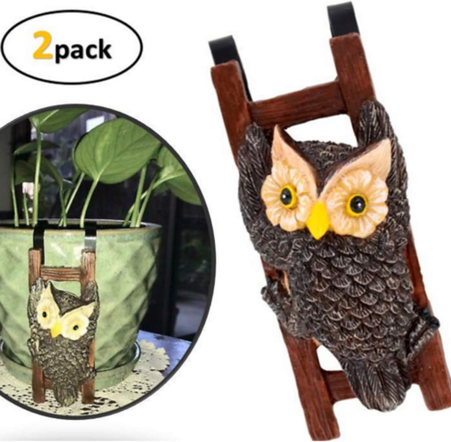 Amazon.com : Flower Pot - Hugger Figurine - Owl (2 Pcs) Garden Decor ...