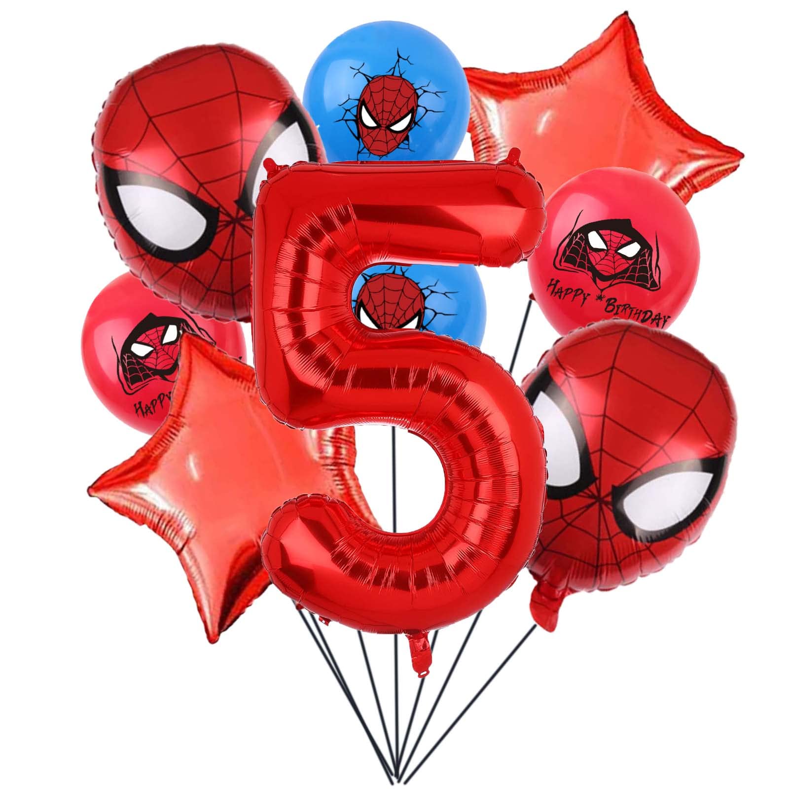 Cartoon Heroes Spider Decorations - 5th Birthday Balloons, 32in Number ...