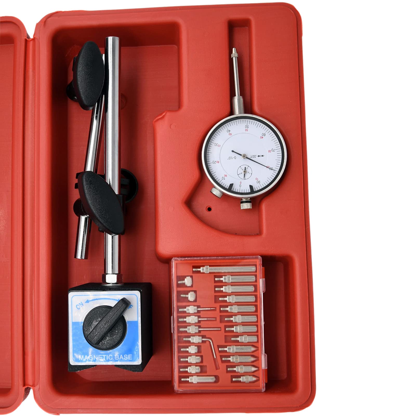 Mua Dial Indicator with Magnetic Base, 0-1.0" Tester Gage, 0.001 ...