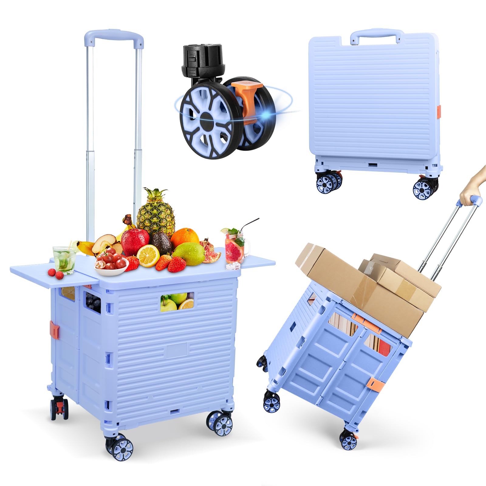 FELICON SELORSS Folding Utility Cart Portable Rolling Crate Handcart ...
