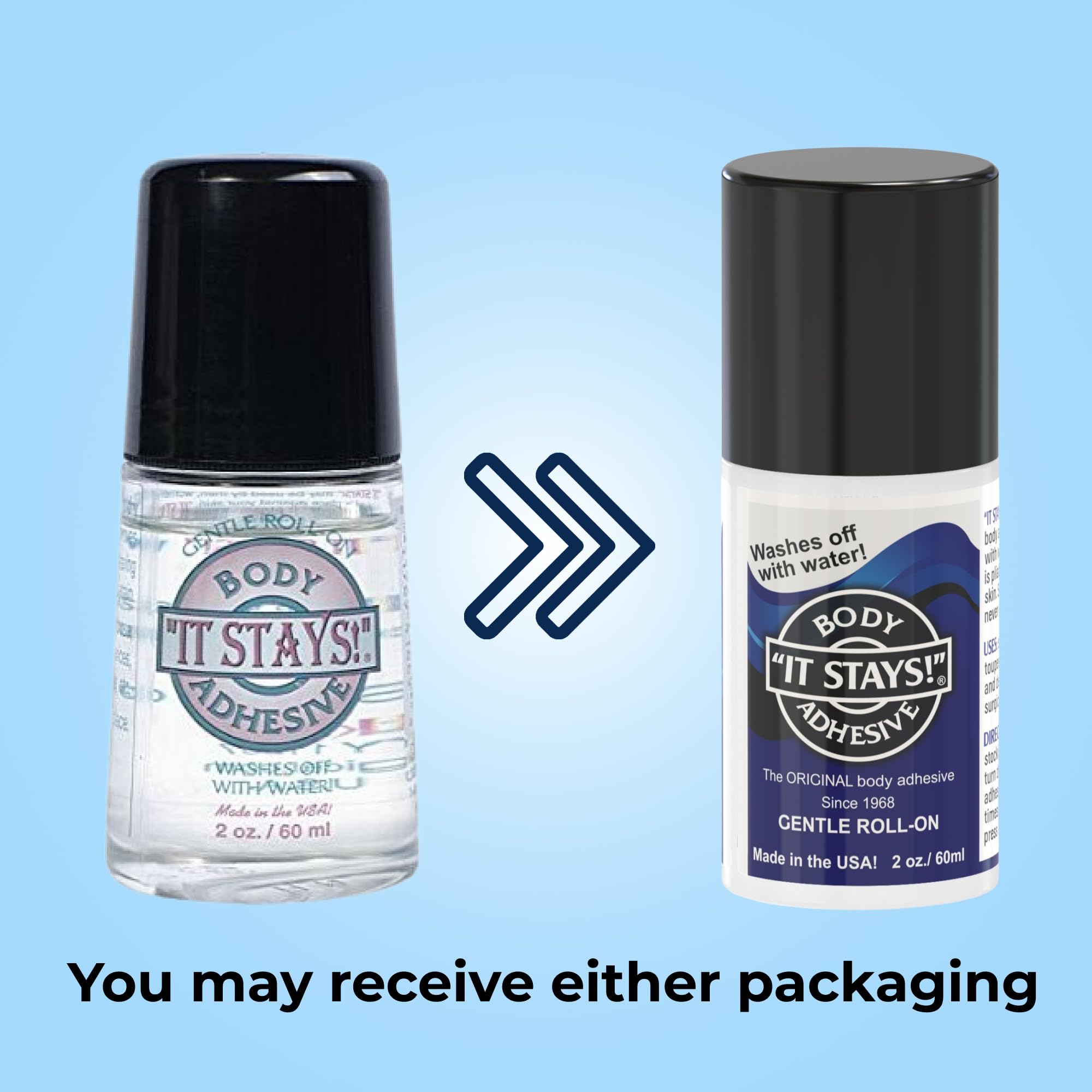 ABSOLUTE SUPPORT It Stays! Roll-On Body Fixative Glue 2 Oz Adhesive ...