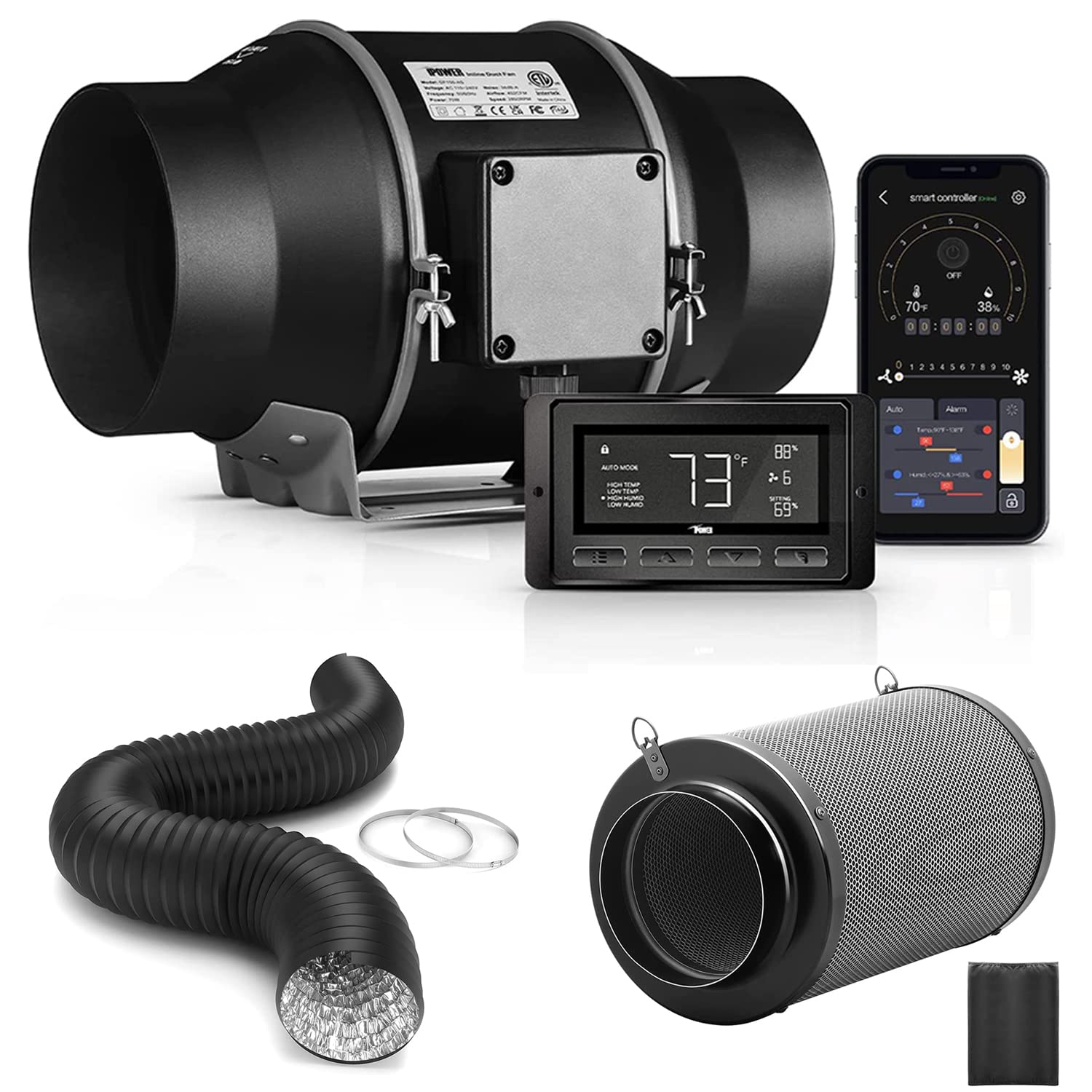 Mua Smart Ventilation Inline Fan 6 Inch with Temperature Humidity ...