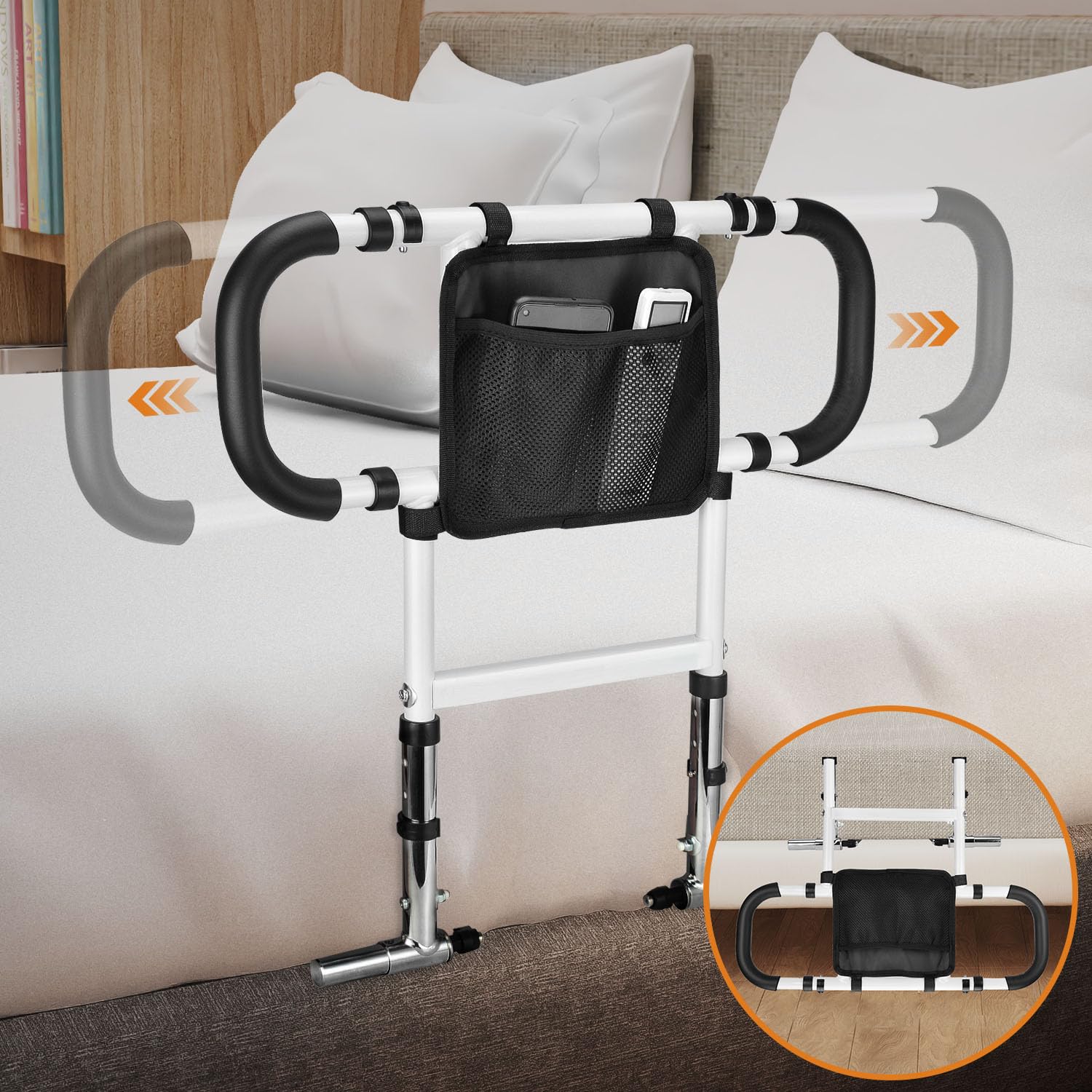 FLOLXNB Bed Rails for Elderly Seniors,Foldable Retractable Bed Assist ...
