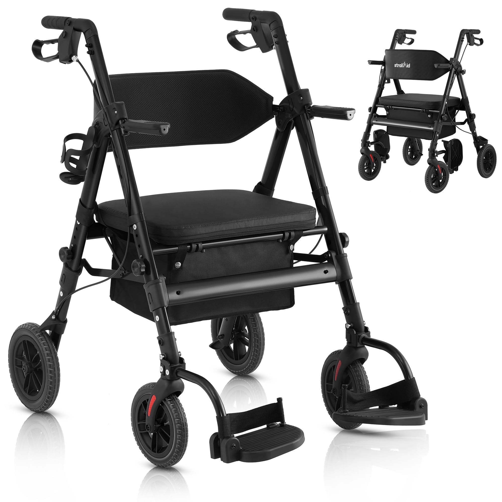 Walkers for Seniors,Rollator Walker with Seat,Walker Wheelchair Combo,2 ...