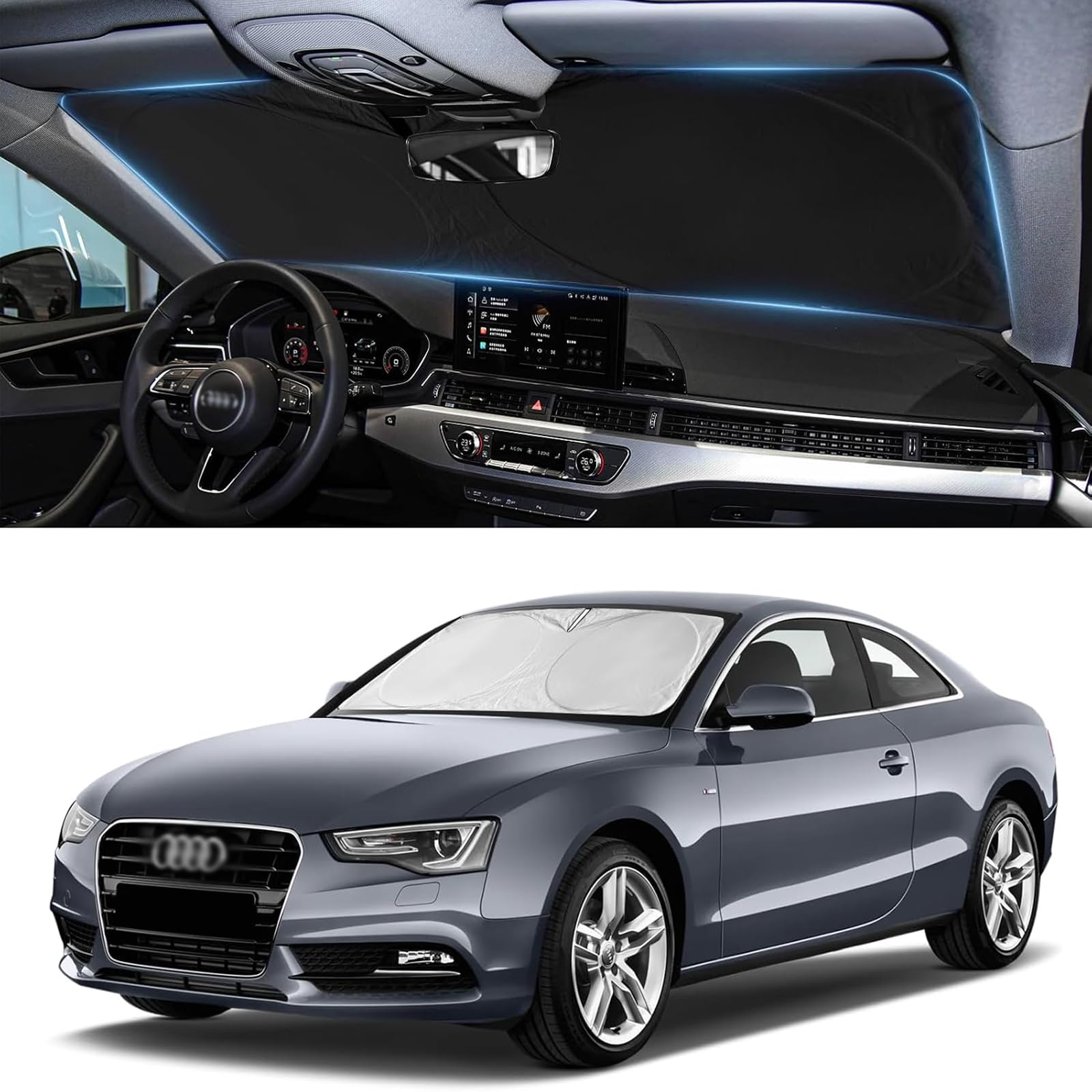 Custom Windshield Sunshade for Audi A4 A5 & S5 RS5 2018-2022 2023 2024 ...