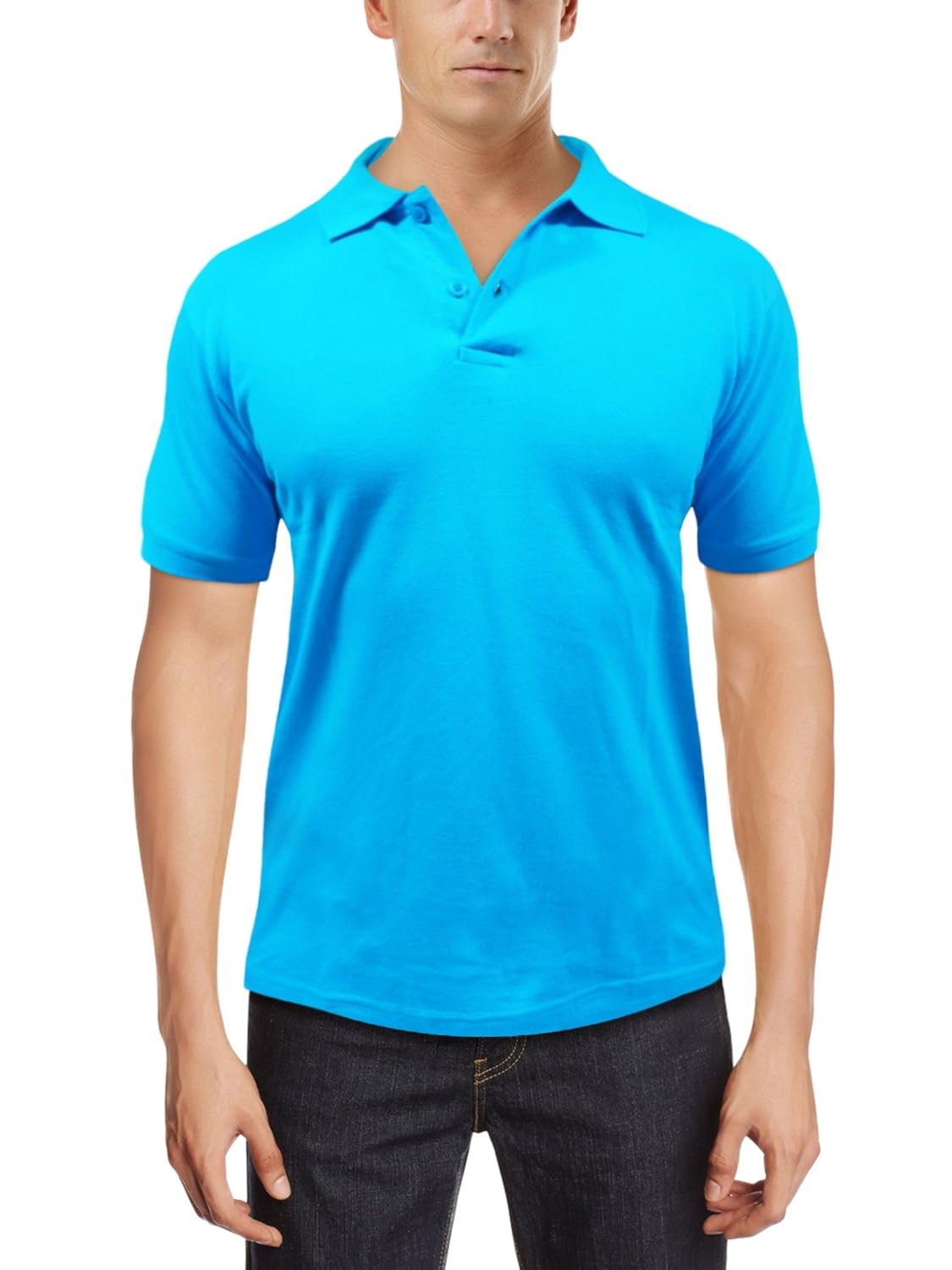Buy No Logo Men''s Polo Shirt (Turquoise-Small) at Amazon.in