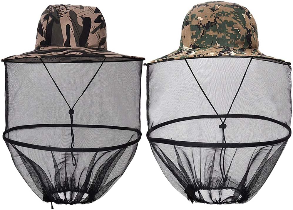 BESTZY Removable Mosquito Head Net Hat, Wide Brim Sun Protection Hats ...