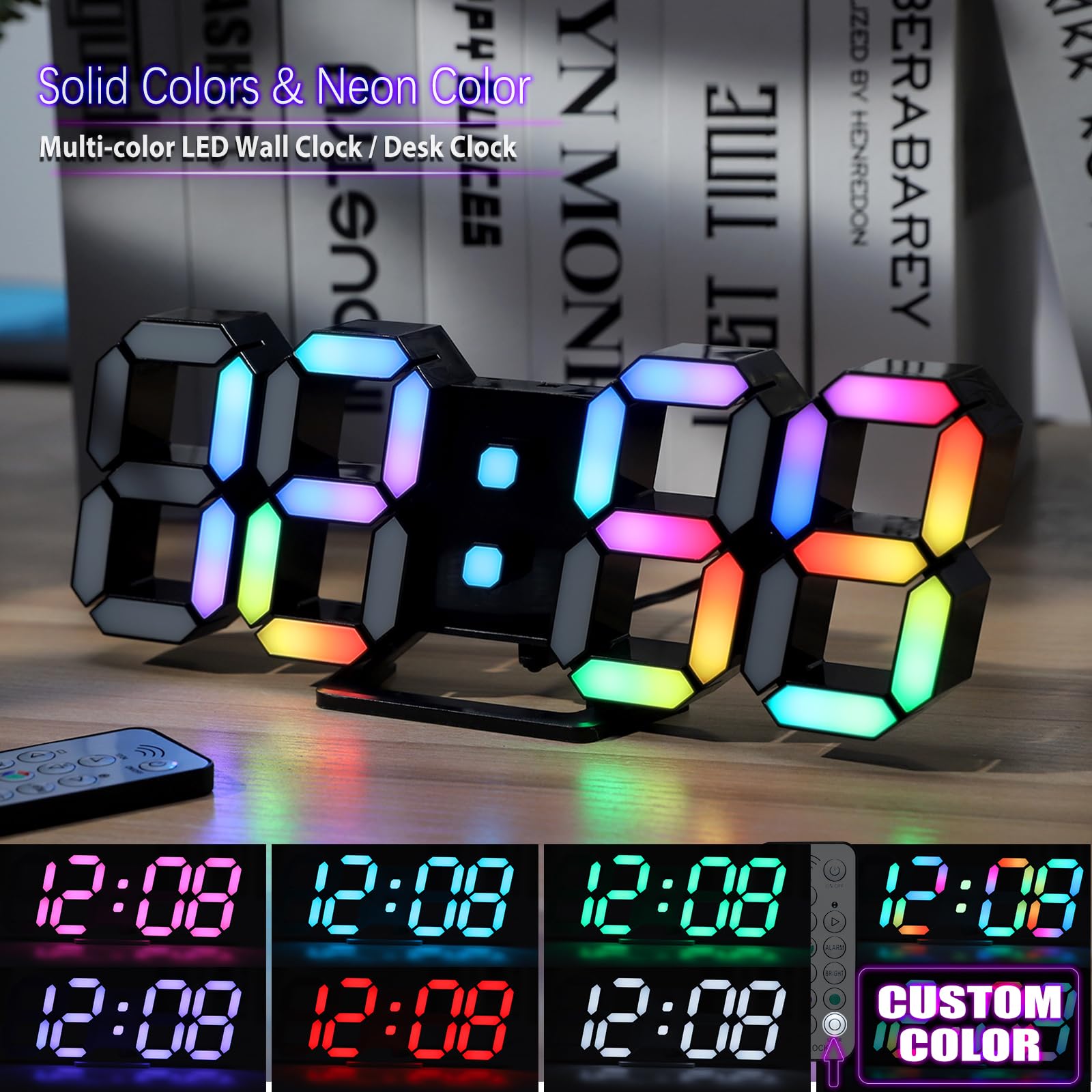 Mua KOSUMOSU LED Digital Clock Neon Clock 9.7" Black Gaming Clock RGB ...