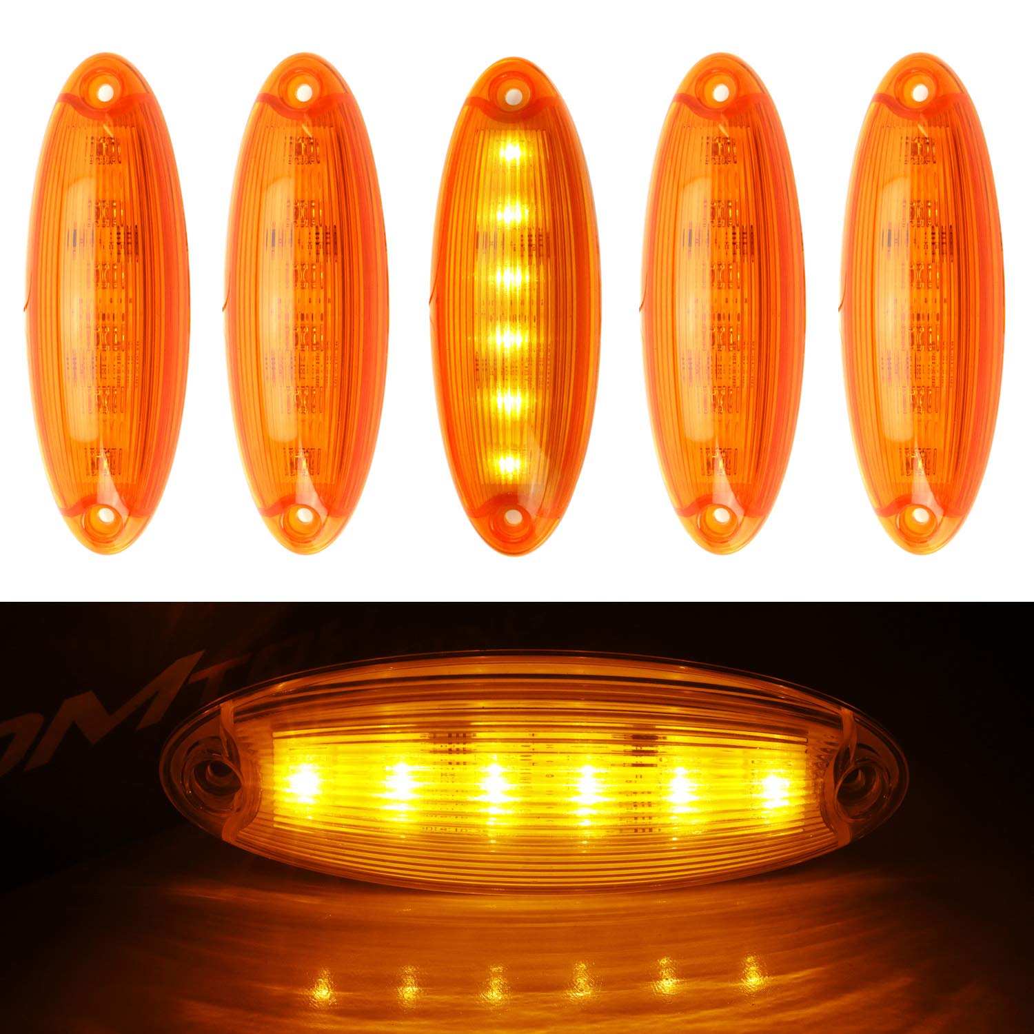 Mua iJDMTOY OEM-Spec 5pc Amber Lens 6-LED Front Raised Cab Roof Marker Light Assemblies ...