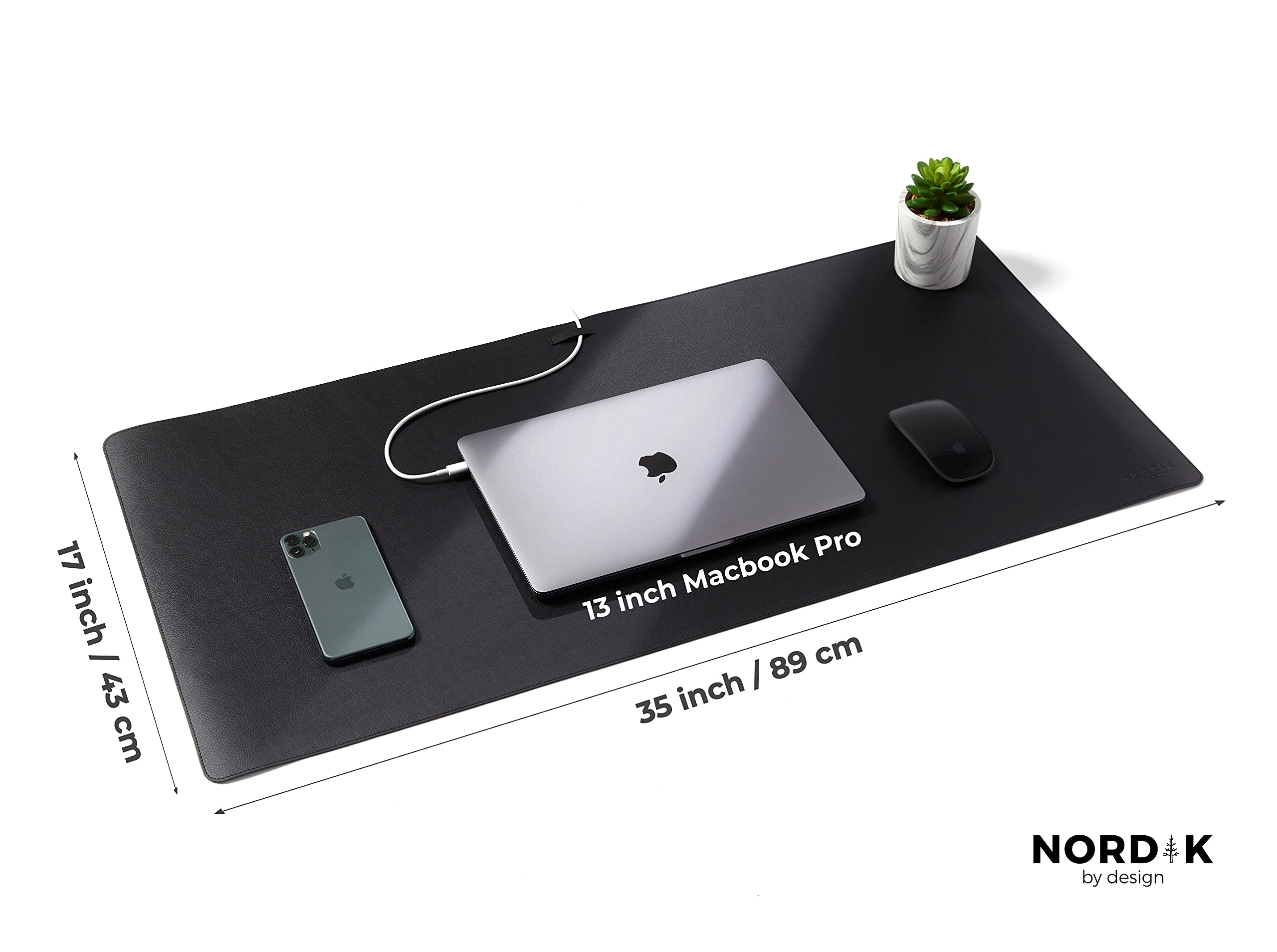 Mua Nordik Leather Desk Mat Cable Organizer - Pebble Black 35 X 17 inch ...