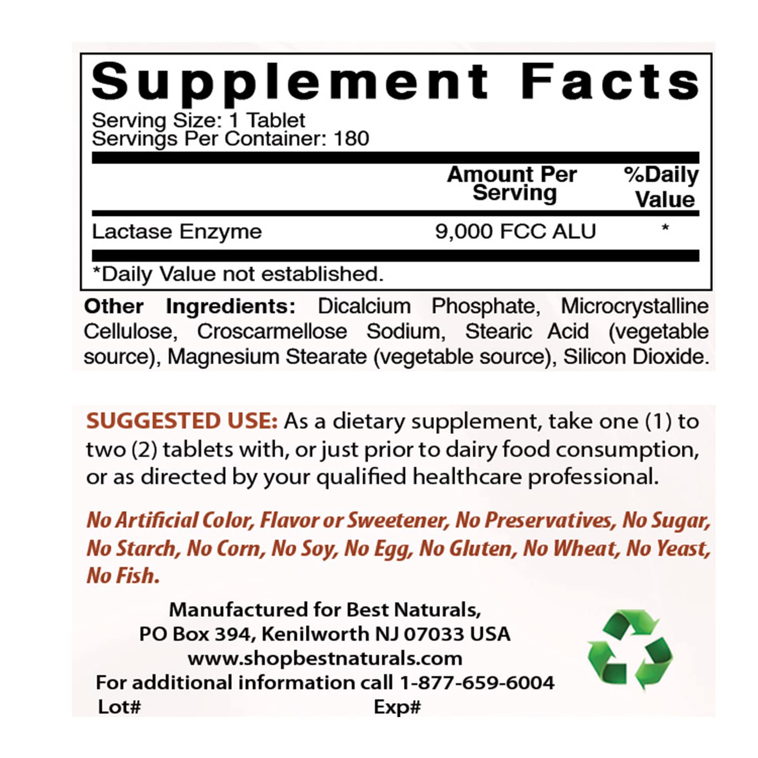 Mua Best Naturals Lactose Intolerance Relief Tablets with Natural ...