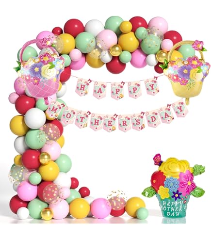 Mother's Day Balloon Garland Pink Rose Decorations 131-Piece Mothers ...