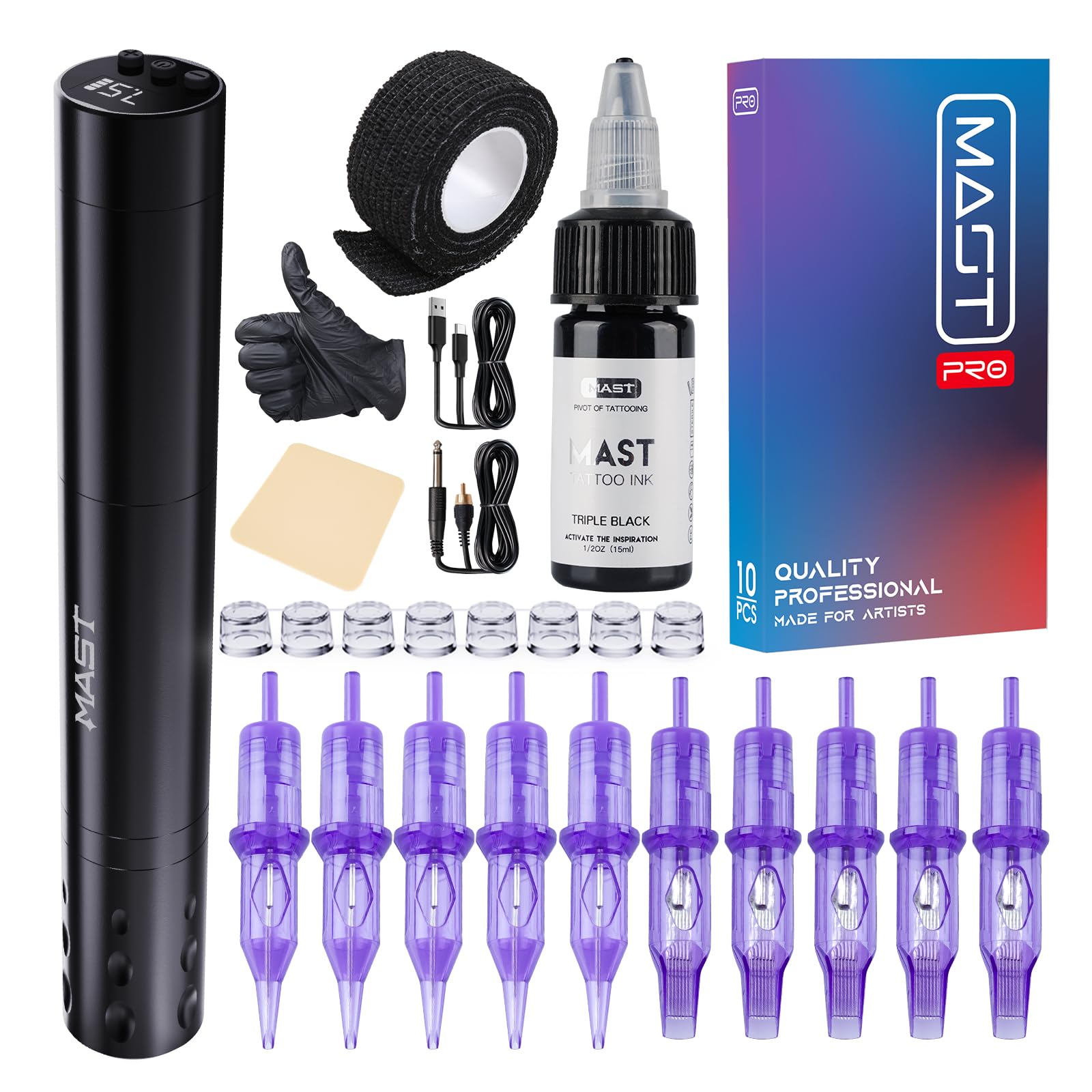 Mast Tour Fly Tattoo Wireless Gun Kit Pro Tattoo Pen Machine with Rca ...