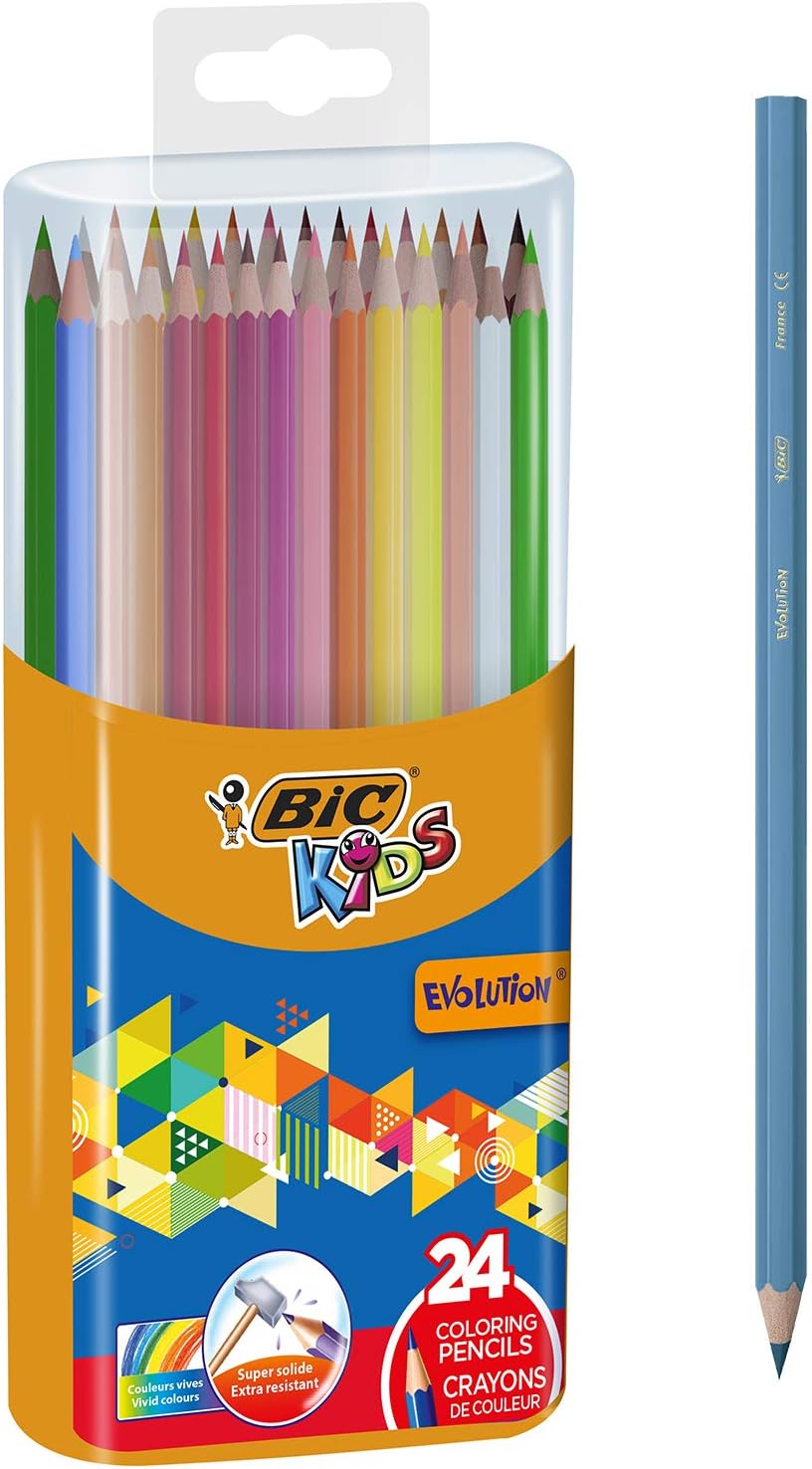 BIC Kids Evolution Colouring Pencils – Assorted Colours, Durable Case ...