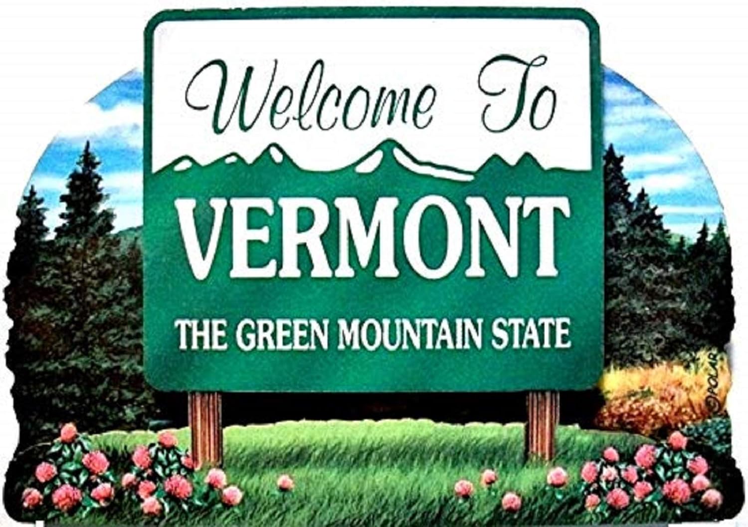 Amazon.com: Vermont State Welcome Sign Artwood Fridge Magnet: Kitchen ...