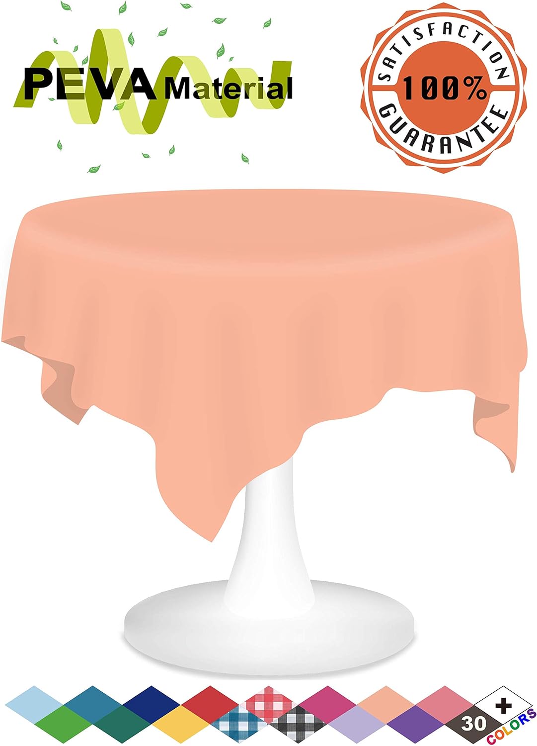 Amazon.com: Peach Plastic Tablecloths 3 Pack Disposable Table Covers 84 ...