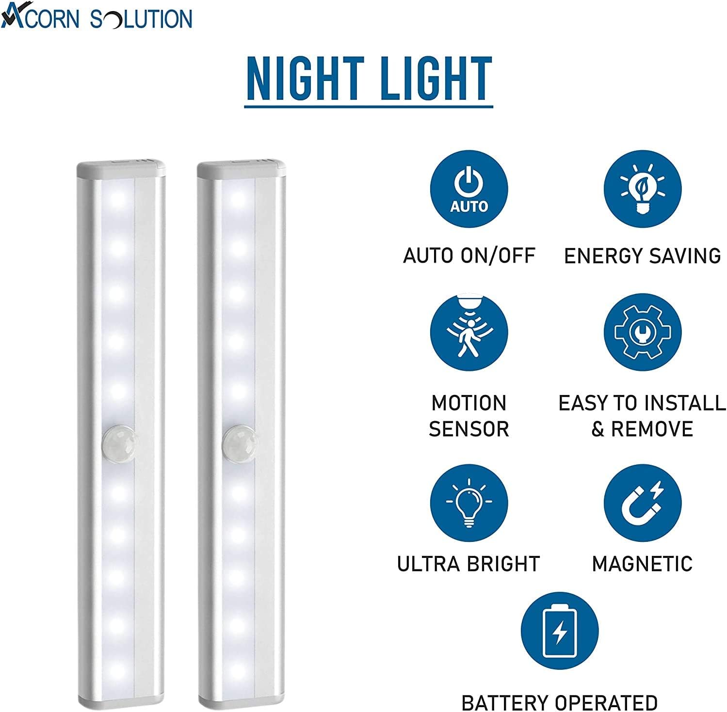 AcornSolution Motion Sensor Closet Light,10 LED Portable Motion Sensor ...
