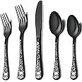 Amazon.com | MUJINON Skull Black Silverware Set for 4, 20-Piece Black ...