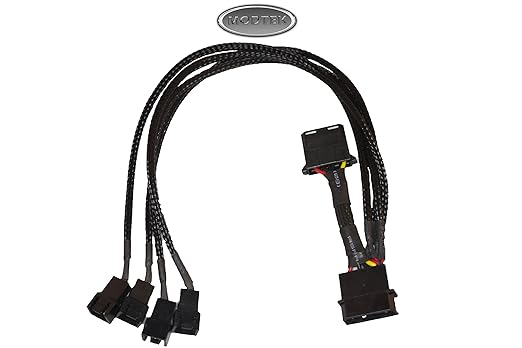 Buy ModTek 4-Pin Molex to 4 x 3-Pin Fan Connector Cable (Power 4 Fans ...