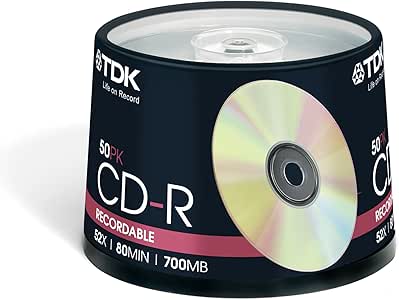 TDK CD-R 80MIN 700MB 52X 50 piezas: Amazon.es: Informática