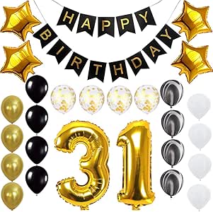 Amazon.com: Happy 31st Birthday Banner Balloons Set for 31 Years Old ...