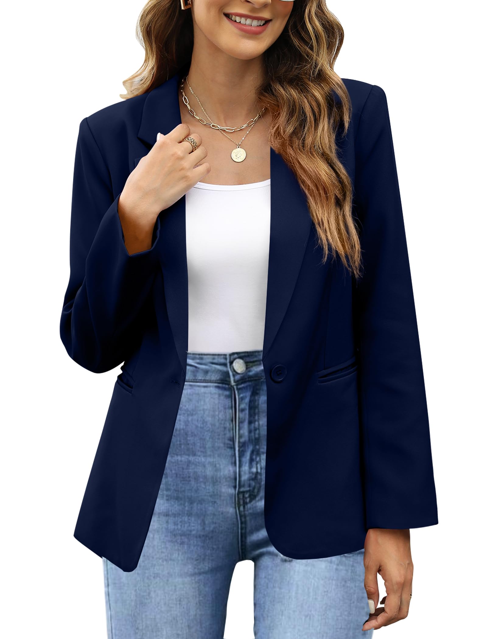 Sucolan Work Clothes for Women Office Open Front Business Blazer Jacket ...