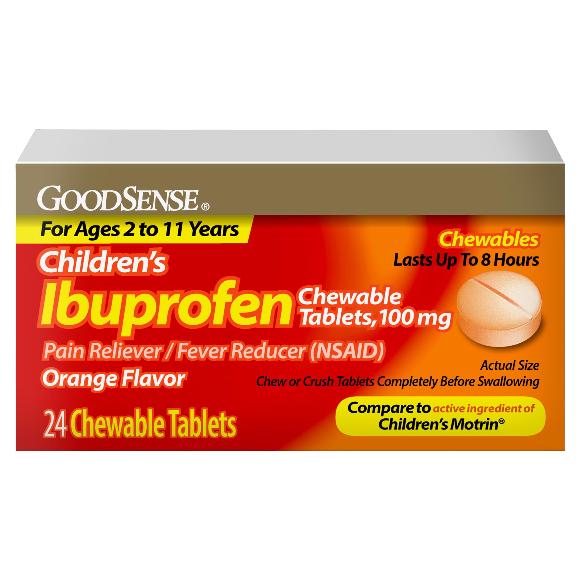 GoodSense Children's Ibuprofen Chewable Tablets, 100 mg, 24 Count, Pain ...