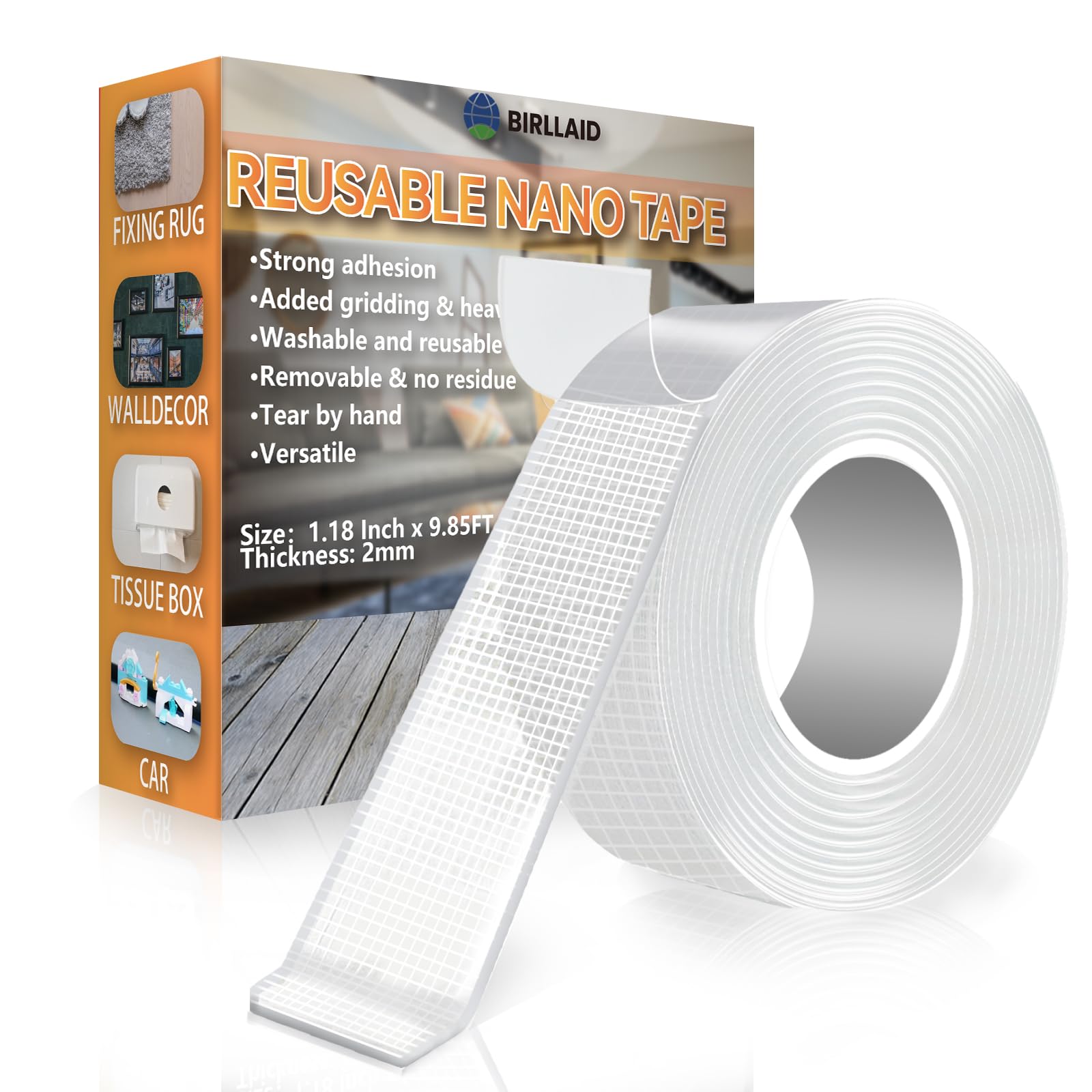 Birllaid Nano Double Sided Adhesive Tape Heavy Duty,Strong Mounting ...