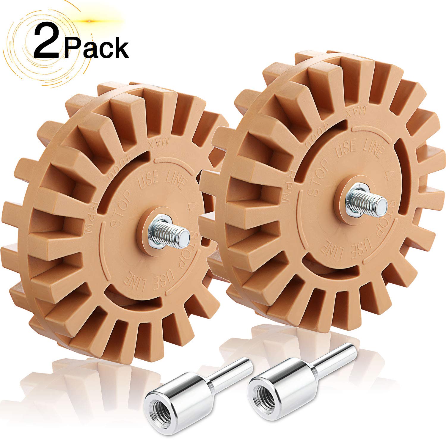 2 Packs 4-Inch Rubber Eraser Wheel, Car Decal and Sticker Remover with ...