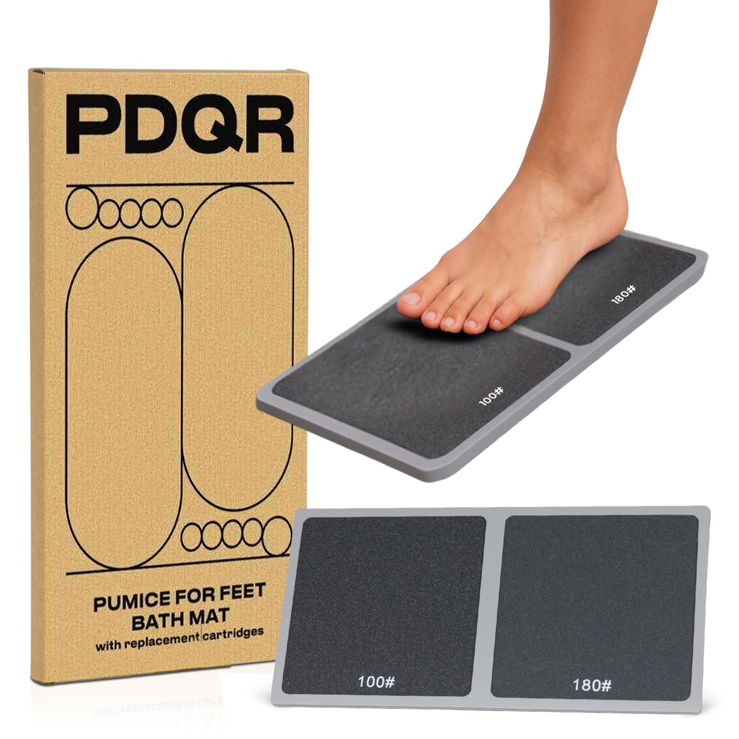 PDQR Premium Pumice Mat for Feet with 100 & 180 Grit Stones, Callus ...