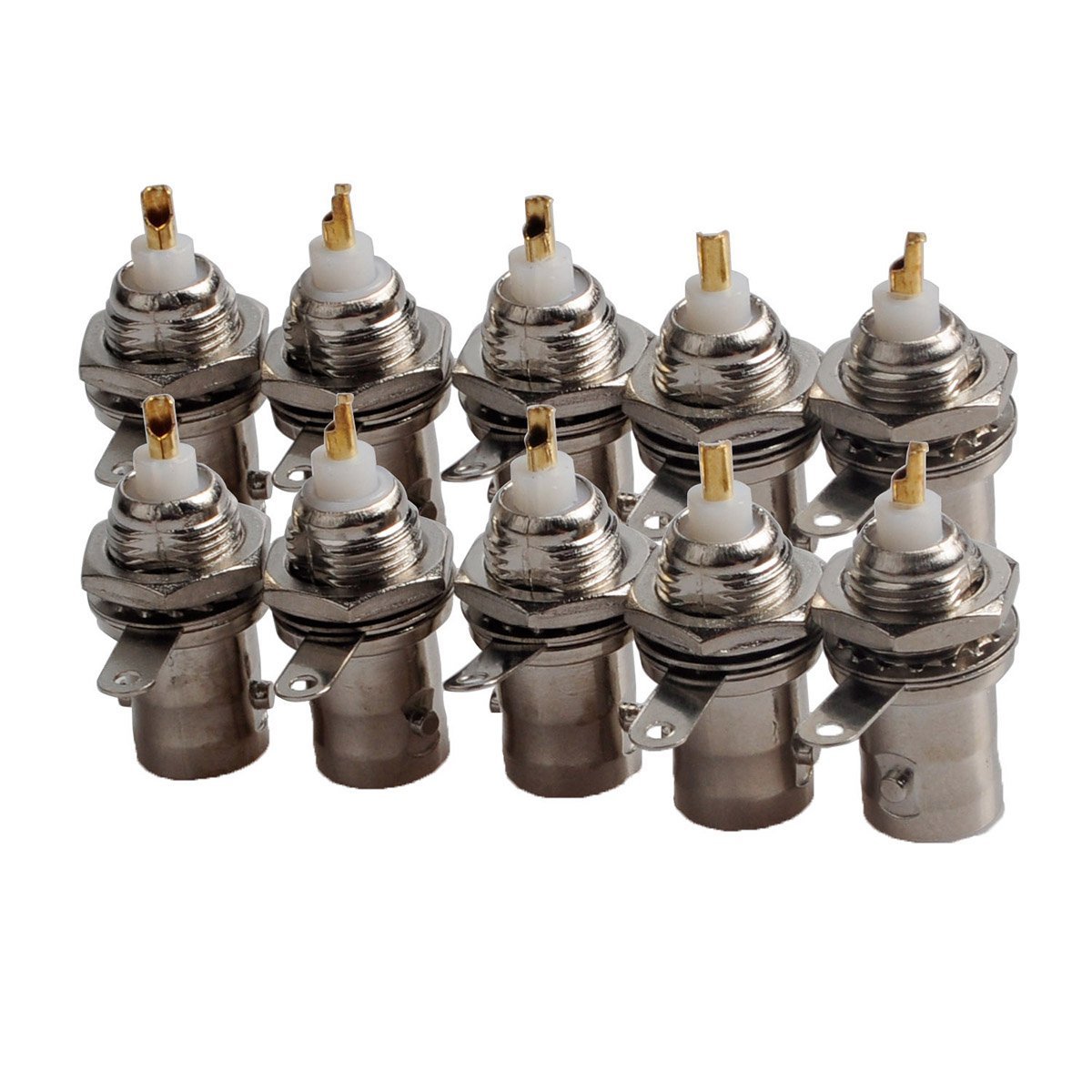 Conwork 10 Pack Bnc Female Nut Bulkhead Solder Rf Connector ...