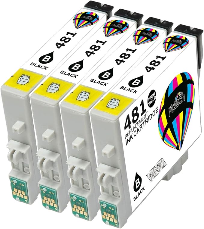4 Compatible Epson T0481 (4 X Black) Printer Ink Cartridges for Epson ...
