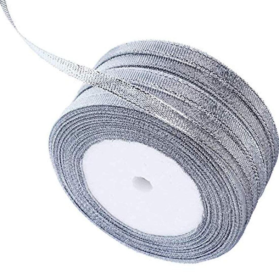 DIY Crafts Silver Glitter Ribbons Metallic Ribbons for Gifts Wrapping ...