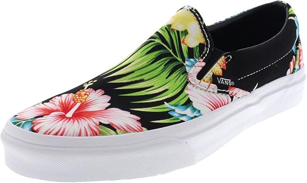 Vans Classic Slip-On Hawaiian Floral Black Skateboarding Shoe (Men 7.5 ...