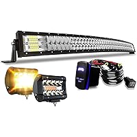 Amazon.com: FEELON 5D 52'' inch Curved LED Light Bar + 4'' inch White ...