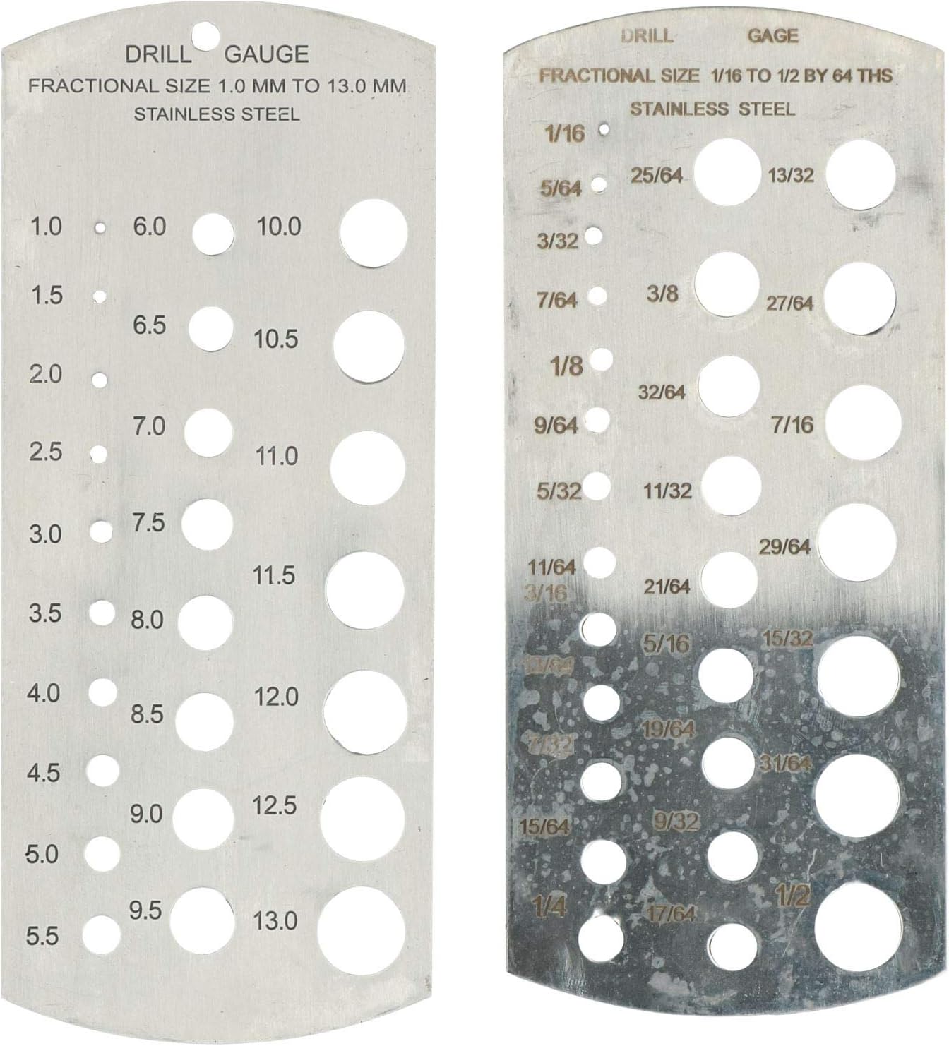 Metric and Imperial MM SAE Measuring Gauges 1-13mm 1/16-1/2 for Drills ...