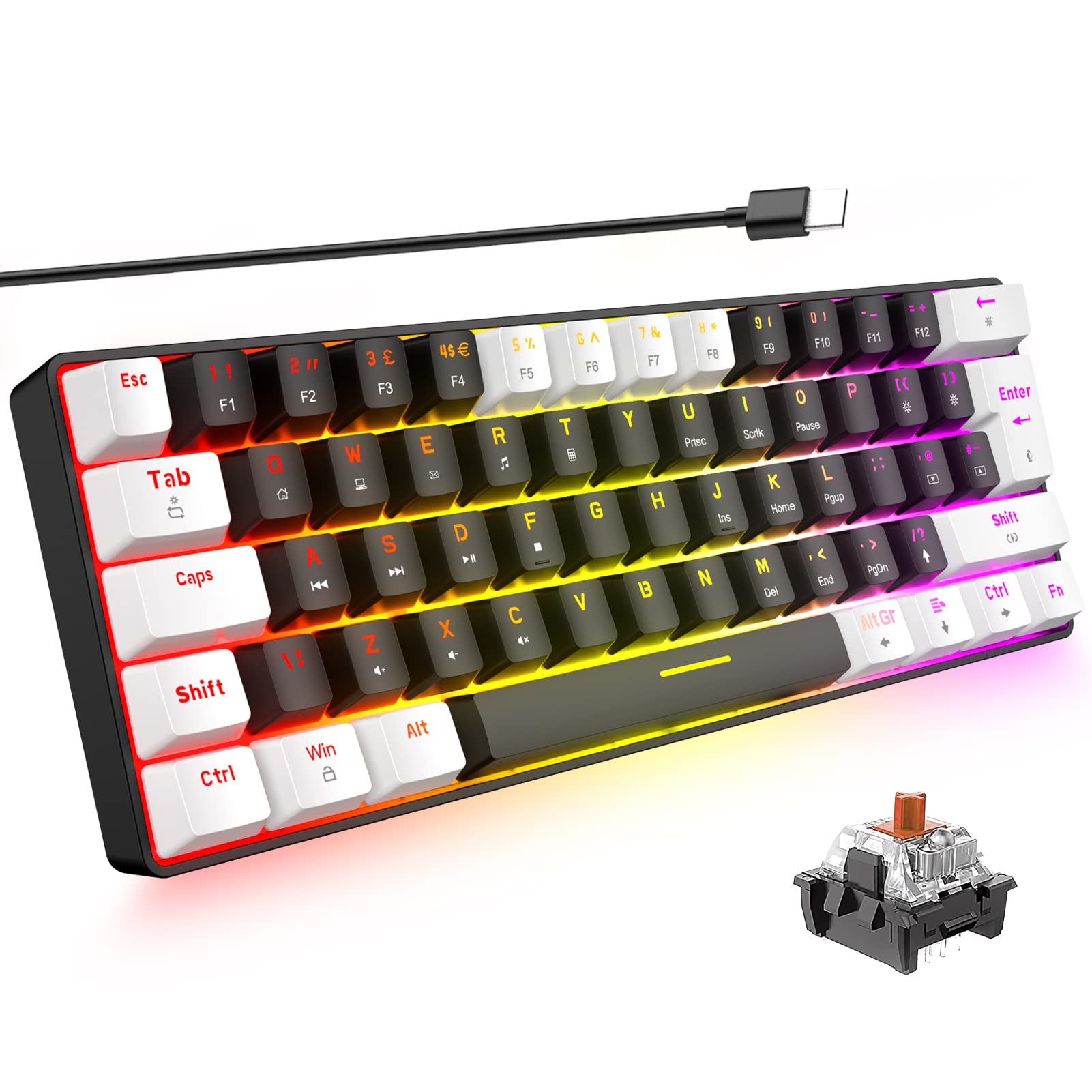 Mua ZIYOU LANG 60% Mechanical Gaming Keyboard 62 Keys Compact Mini ...