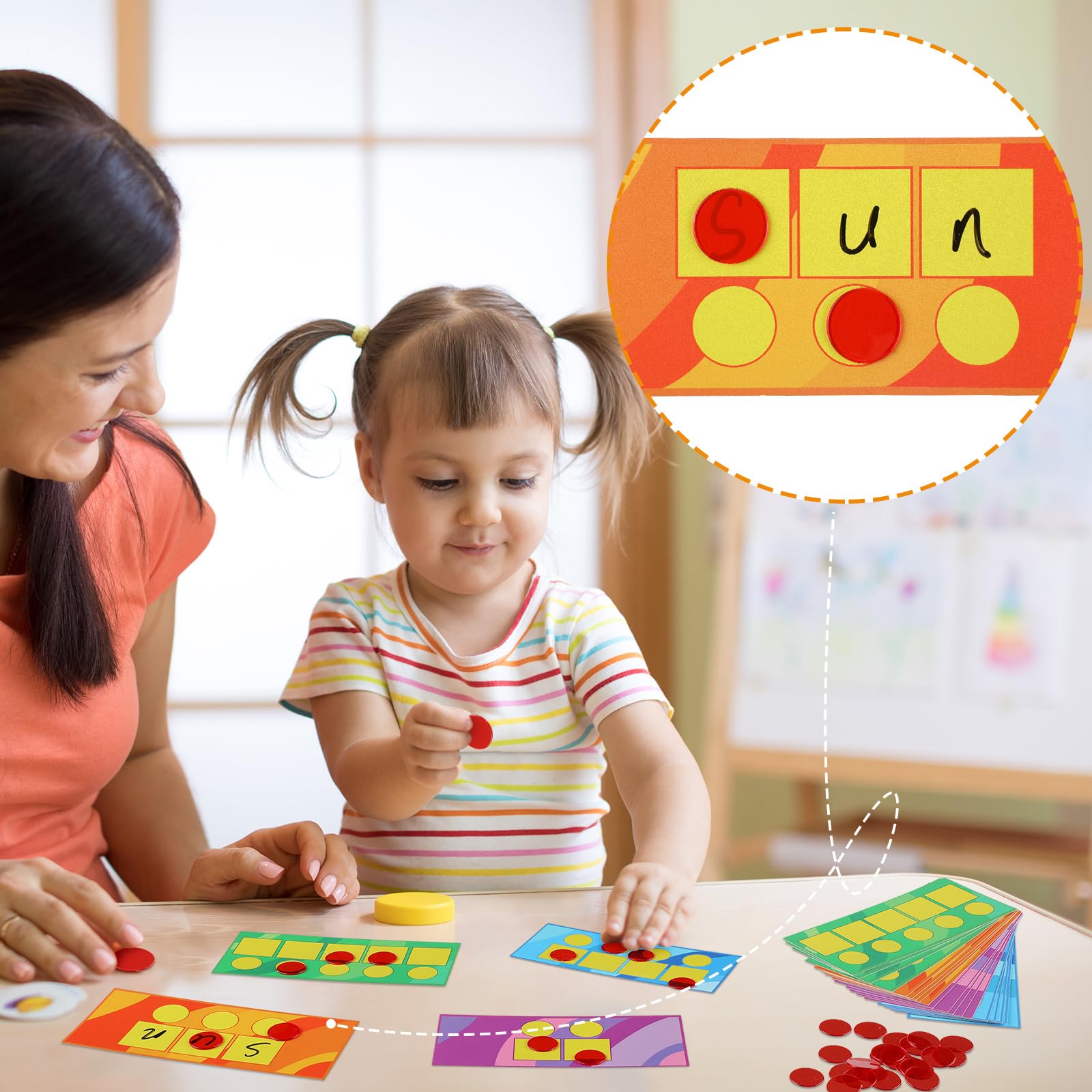 Educational Phonics Materials Sound Box Mats & Chips Kit - 24 Dry Erase ...