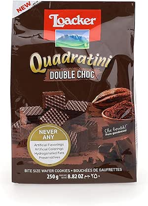 Loacker Quadratin Double Chocolate Wafer Cookies, 250g/8.82oz, Double ...