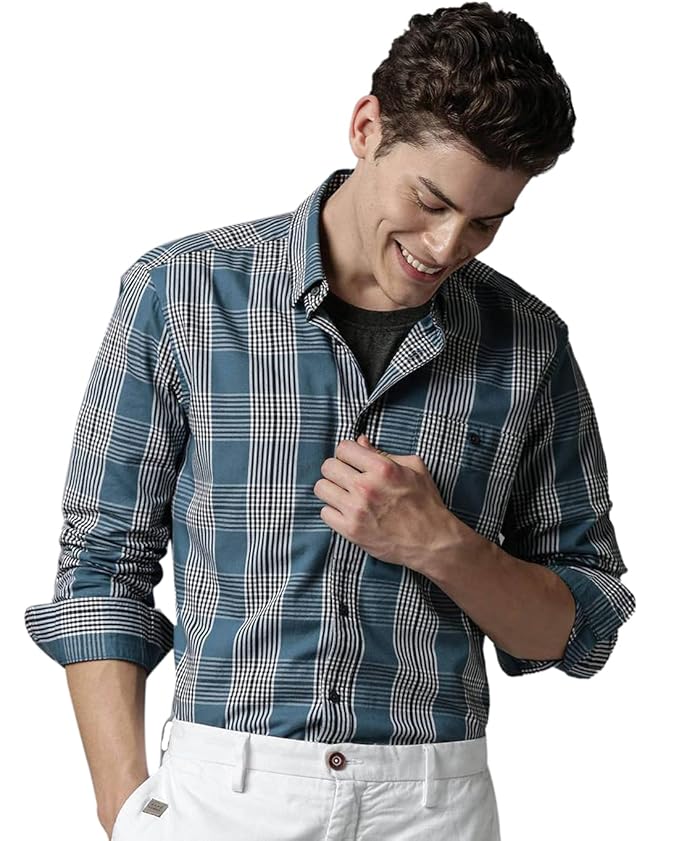 Buy RARE RABBIT Men's Regular Fit Glen Check Shirt at Amazon.in