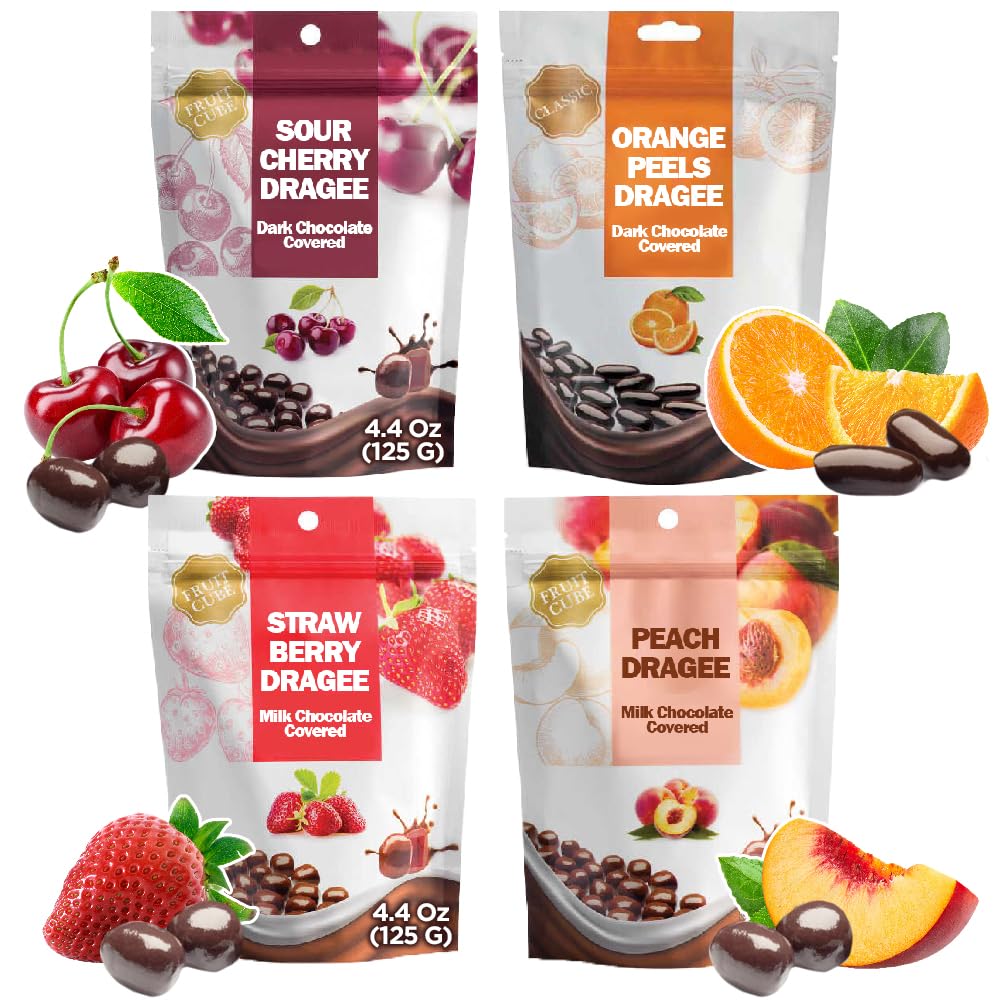 Mua Chocolate Coated Fruit Dragee Variety Pack 4 Pcs, Orange, Cherry, Peach, Strawberry, Dried ...