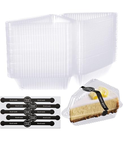 Cake Container NOGIS 100 Pieces Cake Slice Plastic Containers With Lids ...