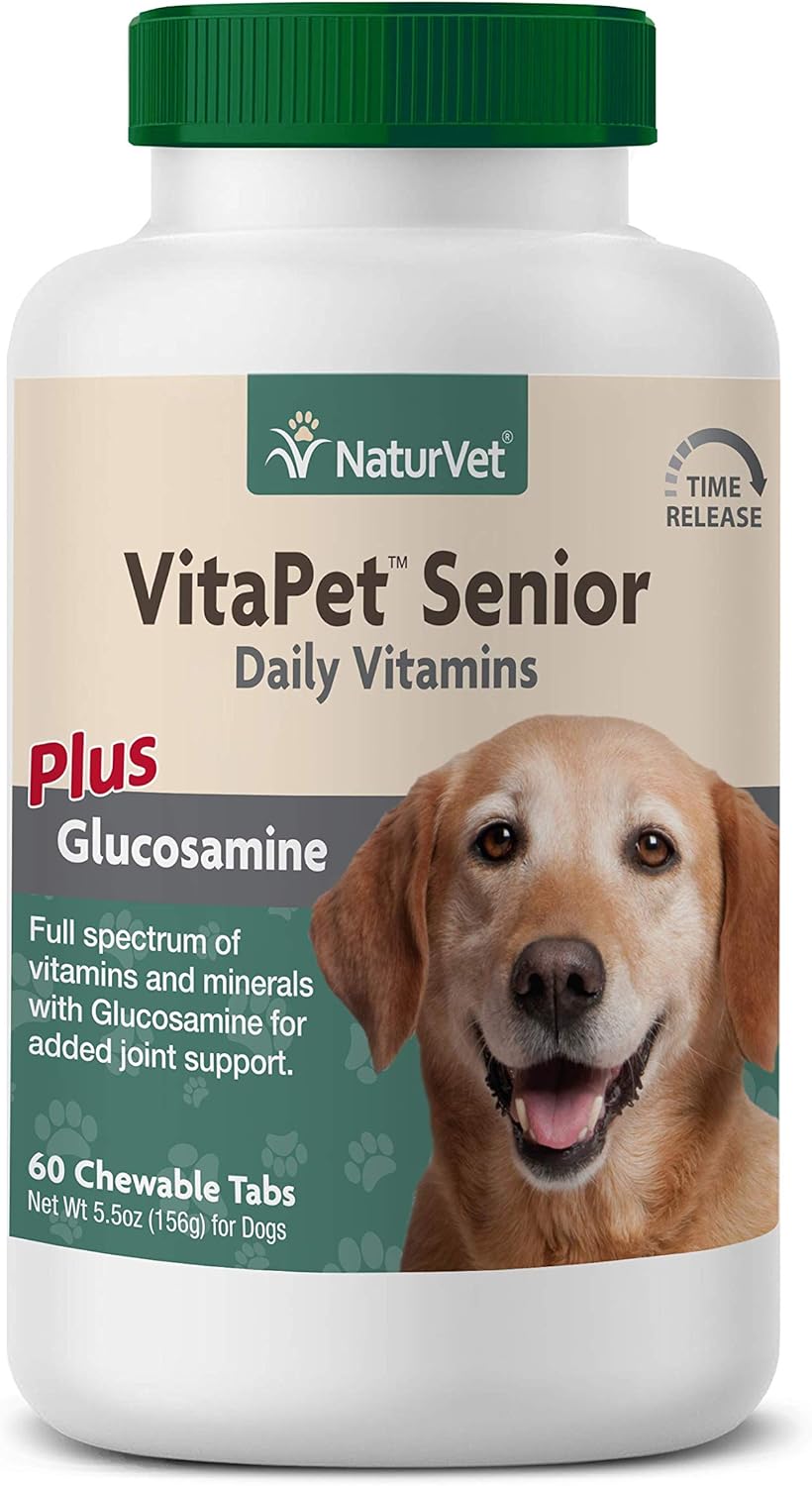 NaturVet VitaPet Senior Daily Vitamins Plus Glucosamine for Dogs, 60 ct ...